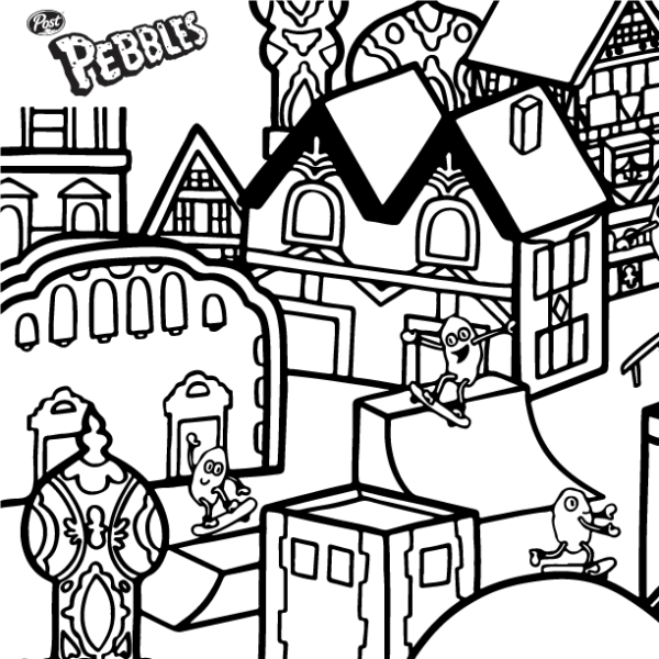 Skateboarding PEBBLES™ Colouring Page | Post Consumer Brands Canada